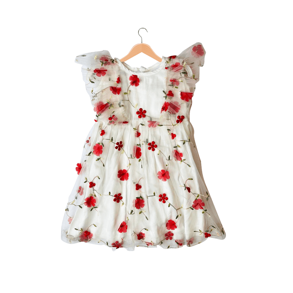 Girls Fashion Frock Red Net – Keedlee